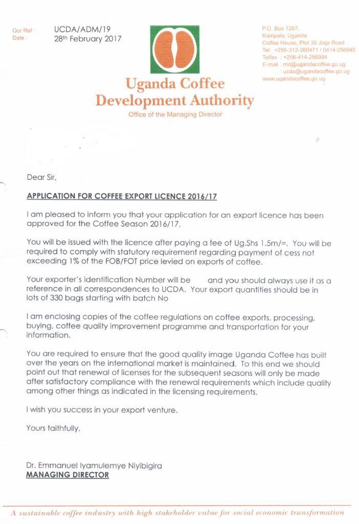 approval letter