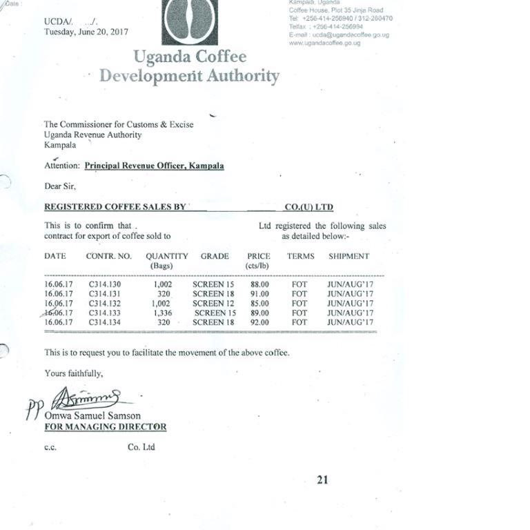 letter of registration of sales contract