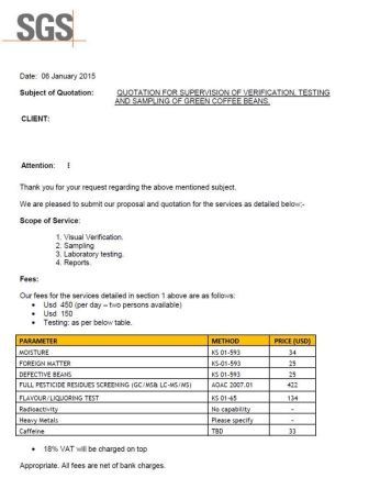 fumigation cost quotation